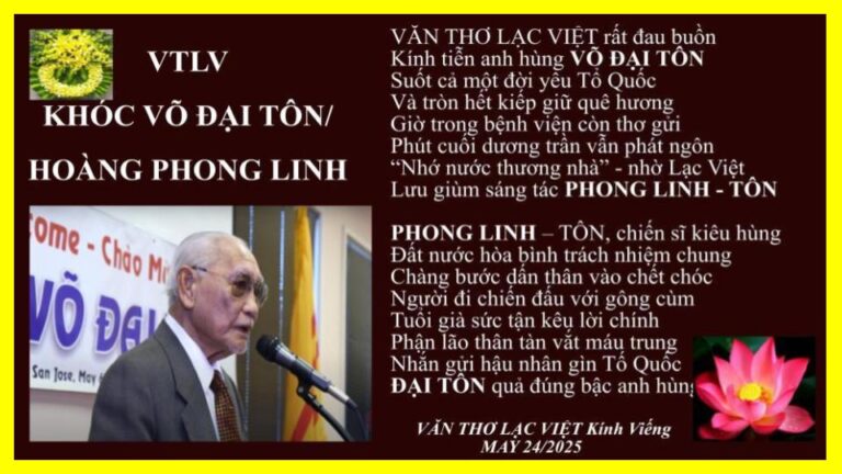 VTLV TRANG ĐẶC BIỆT TƯỞNG NIỆM CHIẾN SĨ VÕ ĐẠI TÔN/HOÀNG PHONG LINH.